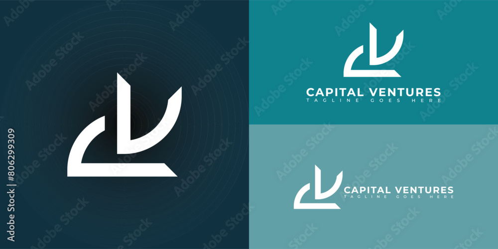 Abstract initial letter CV or VC logo in white color isolated on ...