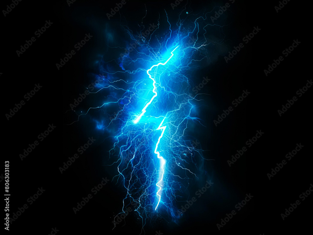 Lightning on black background. Wallpaper with blue lightning bolts ...