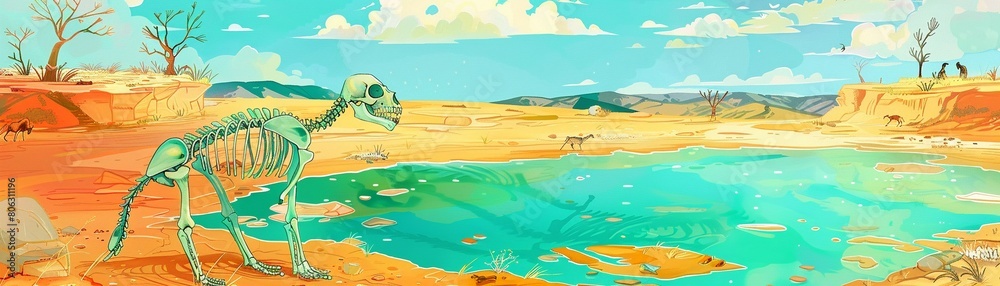 ภาพประกอบสต็อก Illustrate ecosystem collapse with a scattered array of ...