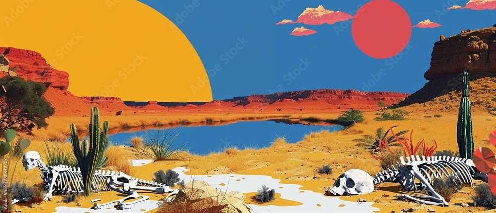 ภาพประกอบสต็อก Illustrate the concept of ecosystem collapse with a ...