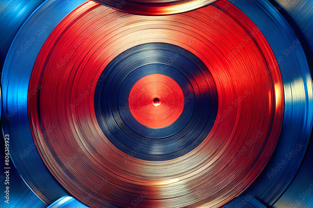 Artistic Rendering of a Vinyl Record, Grooves Highlighted in Radiant ...