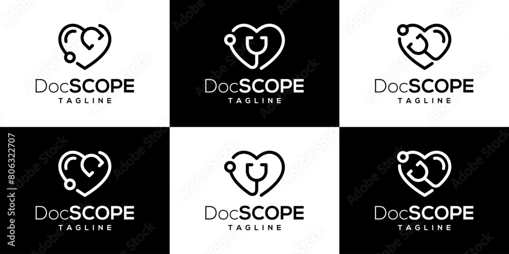 Vector design template of stethoscope combined with love logo ...