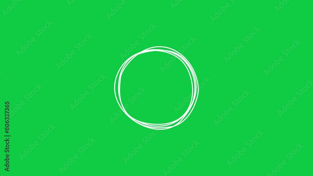 Animation of doodle cartoon hand drawn sketch round circle on chroma ...