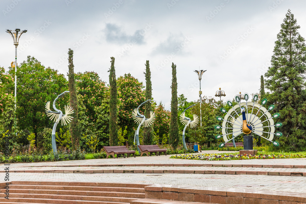 Dushanbe, Tajikistan - May 01, 2024: Rudaki Park located at the heart ...