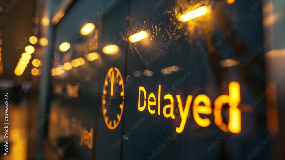 Poster An airport departure board displays multiple flights labeled as ...