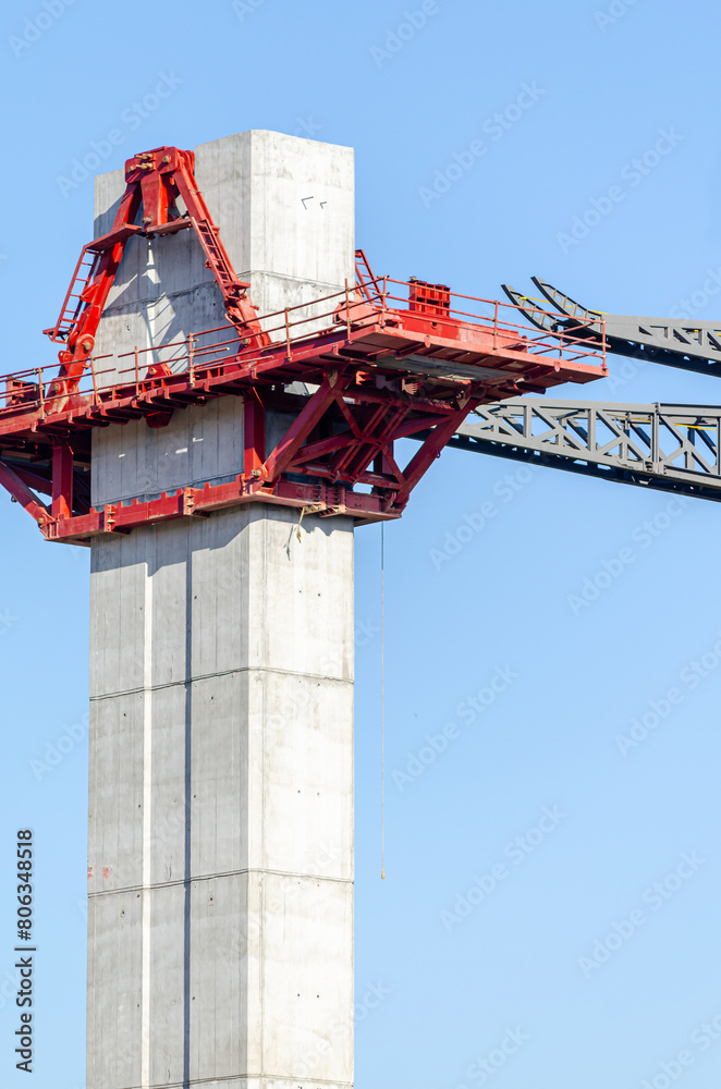 structure of bridge under construction, work in pogress. Engineering ...