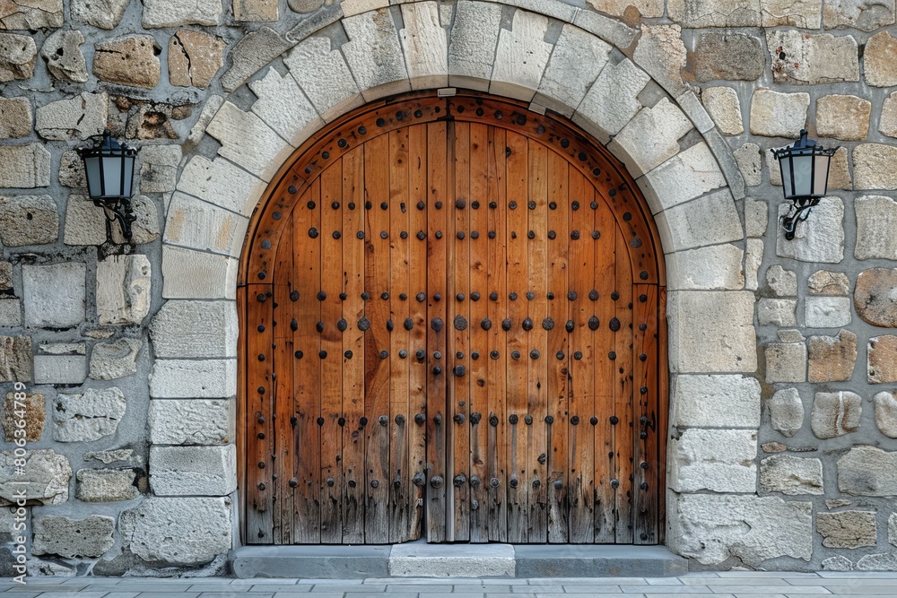 Large Wooden Doors on a Historic Medieval Castle Stock Photo | Adobe Stock