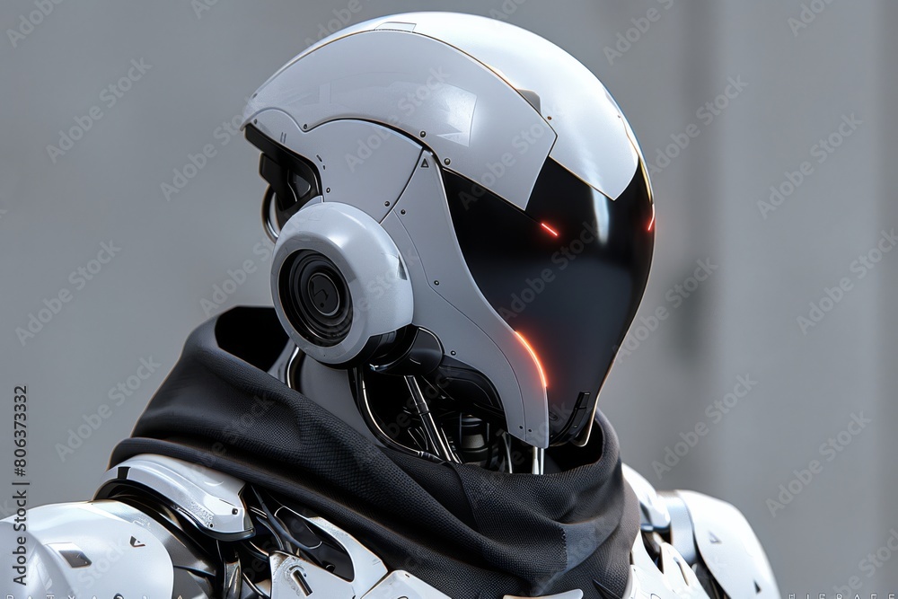 Robot sci-fi head, front view, back view, hyper realism, 8k, simple ...