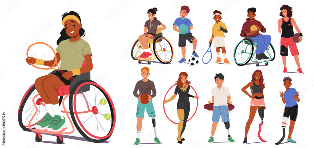 Diverse Young Athletes With Disabilities Engaging In Various Sport ...