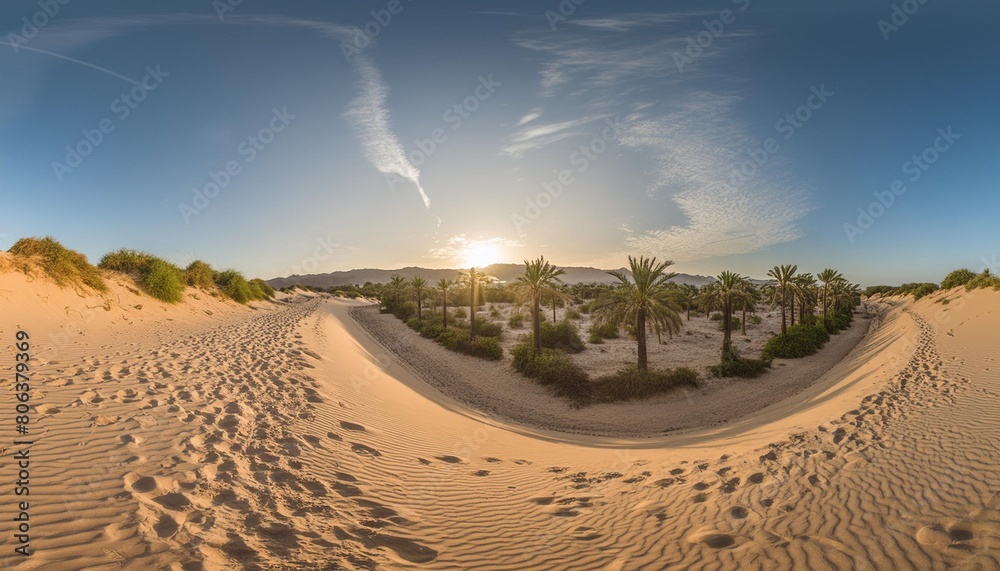 Foto de oasis at sunset in a sandy desert environment map hdri ...