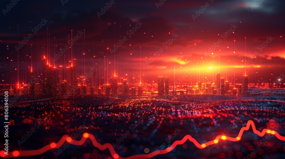 Graph of financial statistics data. Trending lines, columns, graphic ...