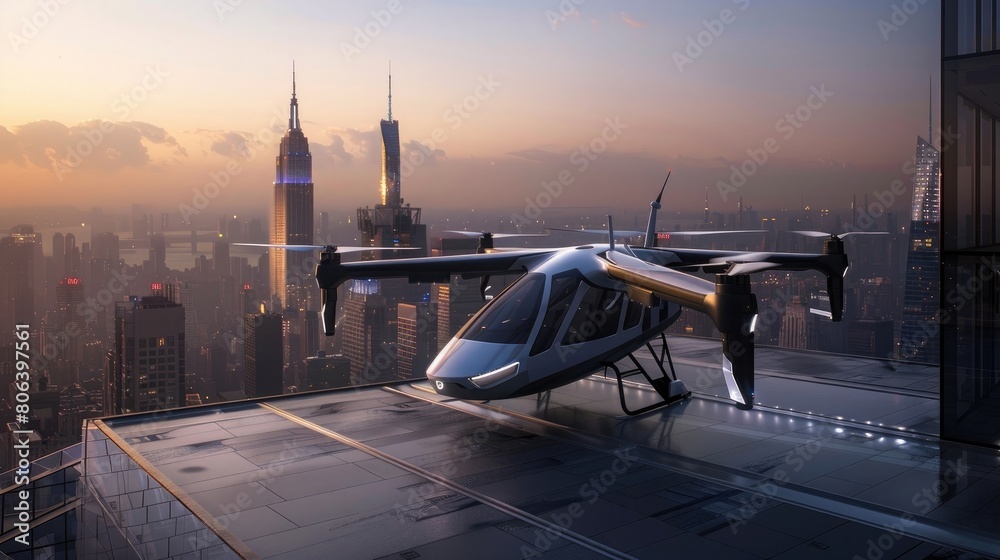 A generic white electric powered Vertical Take Off and Landing eVTOL ...