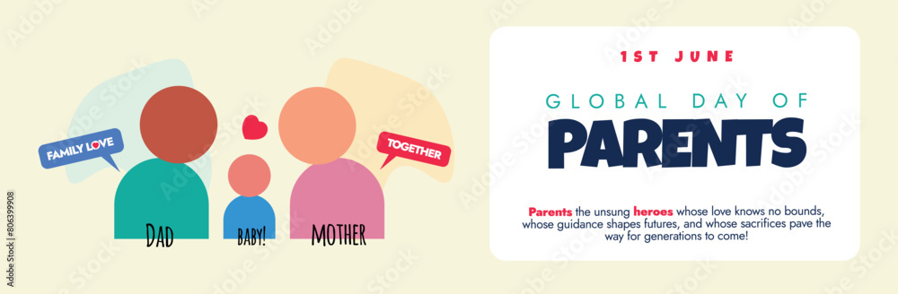 Global day of parents. 1st June Parents day celebration cover banner ...