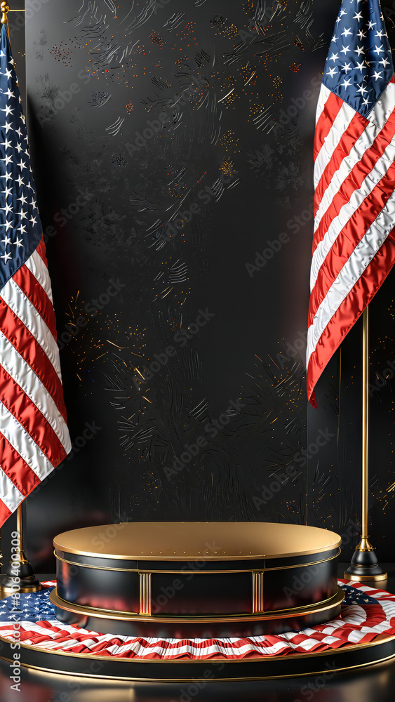 dark black product display podium, 4th of July podium Independence Day ...