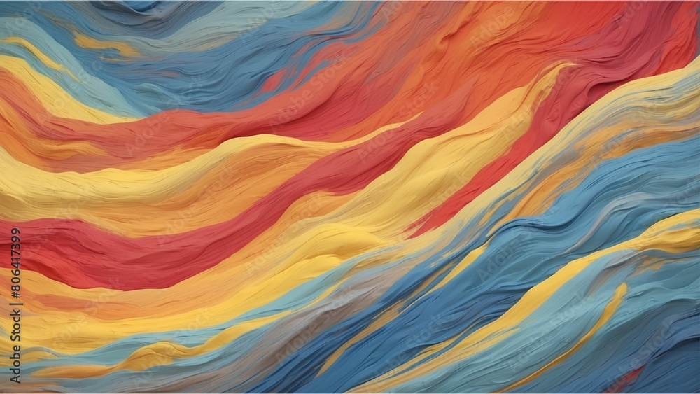 Wavy paint texture background, blue, orange, yellow, red, grey gradient ...