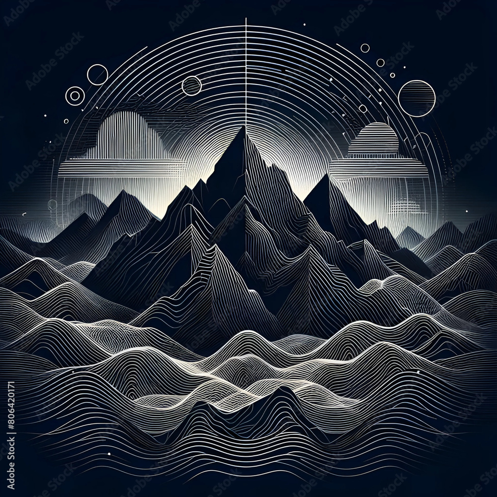 mountain shaped lines and patterns,graphs,illustrations,Generative AI ...