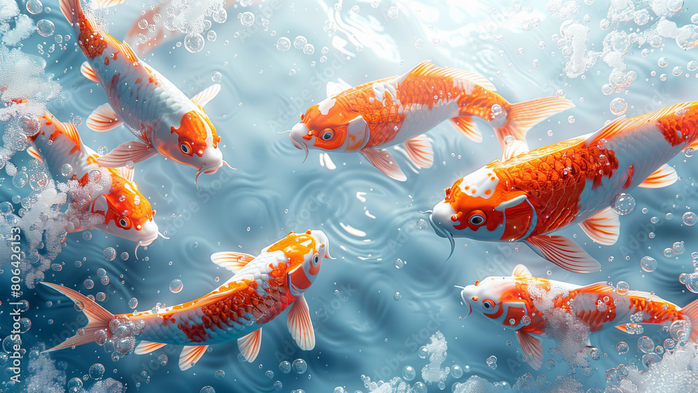 Beautiful koi fish backdrop. Koi carps asian background, chinese or ...