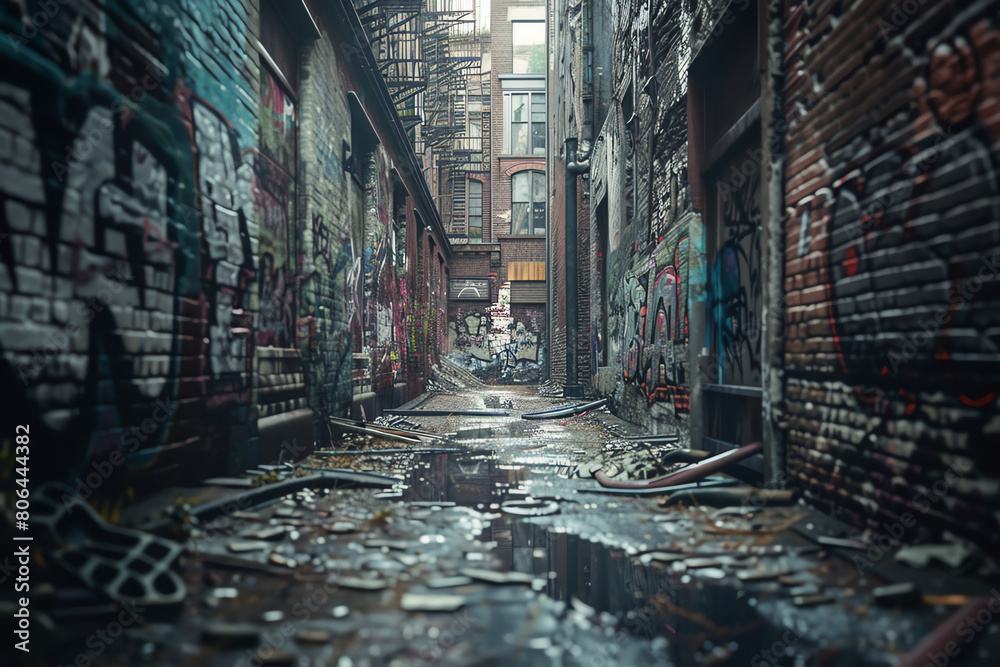 Merge street art defiance with post-apocalyptic despair in a gritty ...