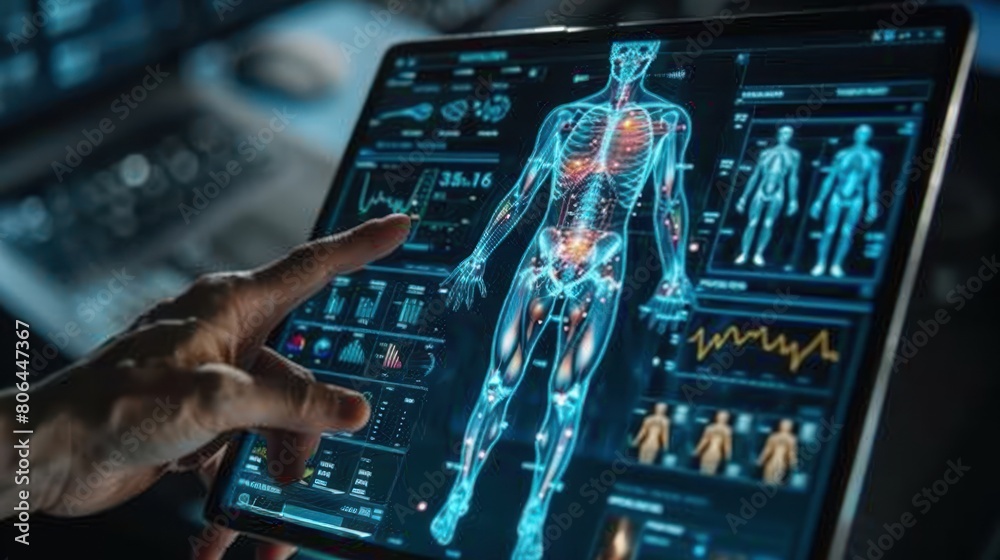 Medical Tablet Displaying Detailed Human Anatomy with Health Data ...