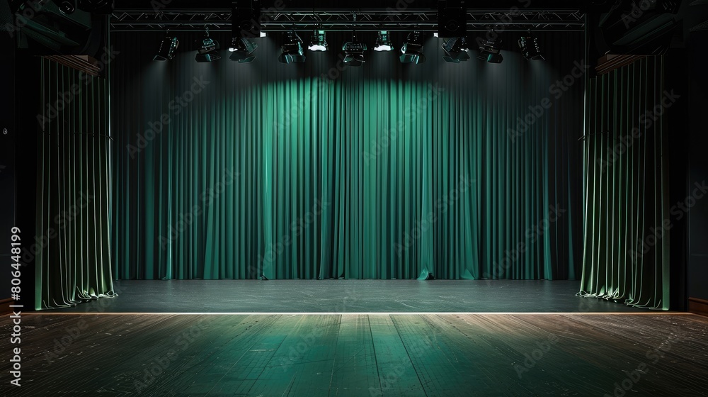 Theatre stage with elegant curtain creates a versatile backdrop for ...
