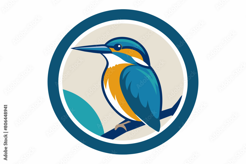 kingfisher Vector illustration, silhouette on white background, icon ...