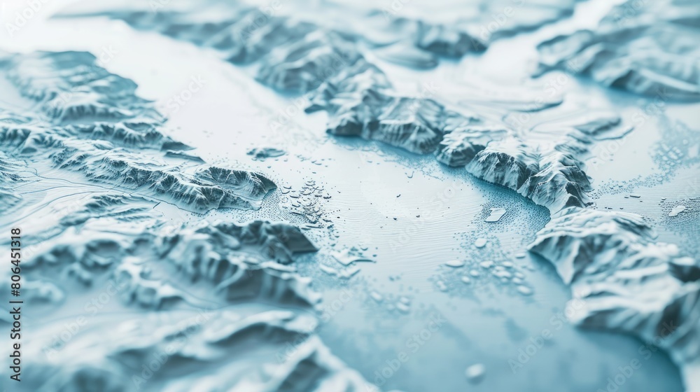 Relief map illustrates mountains and rivers, representing topography ...