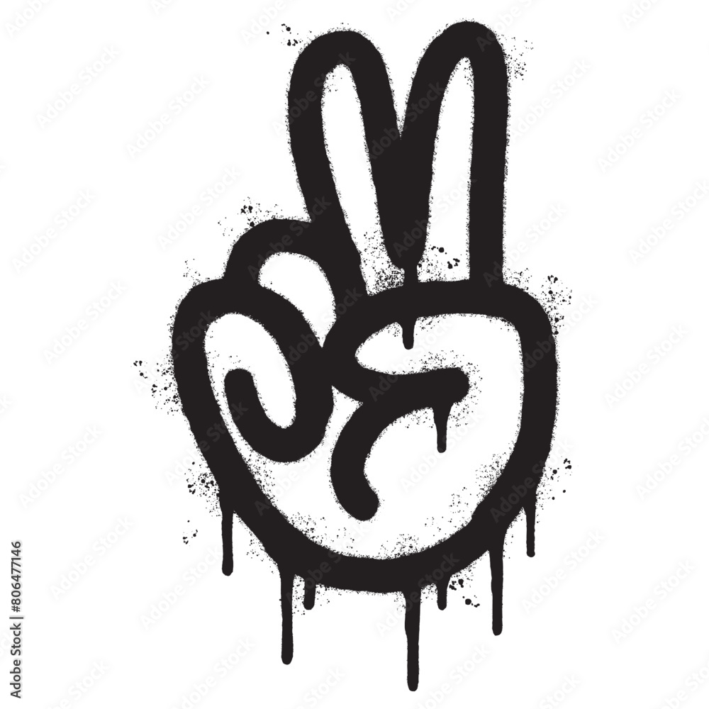 Spray Painted Graffiti Hand gesture V sign for victory icon Sprayed ...