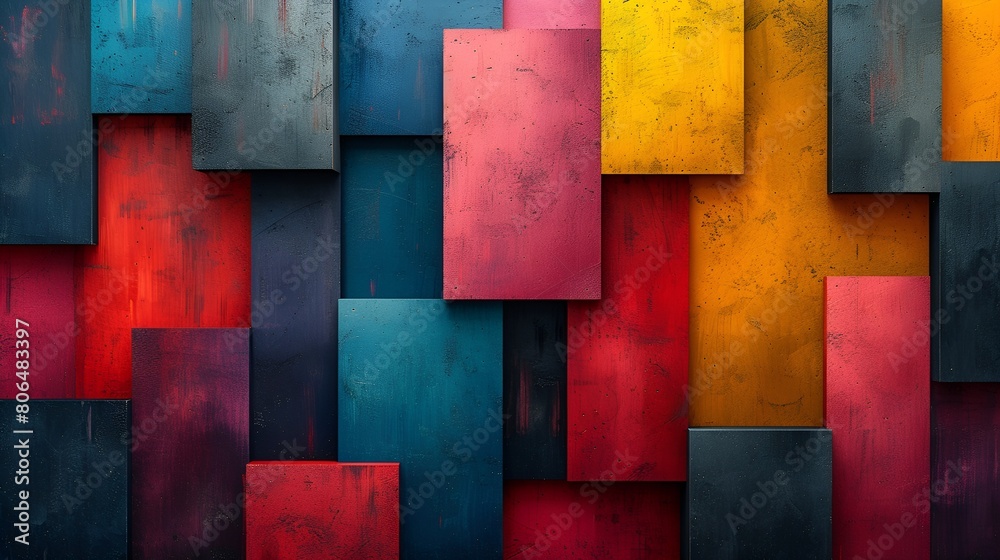 3-d optical illusion - blocks - bright colors - full screen - graphic ...