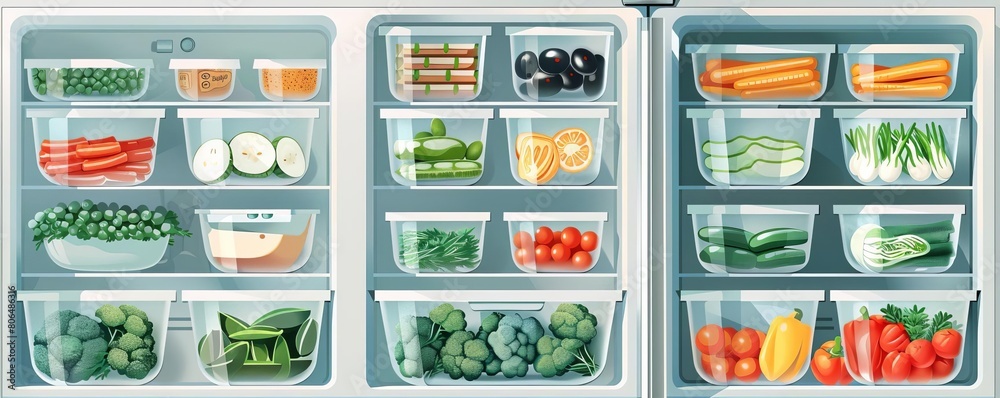 Refrigerator with organized and labeled containers, Promoting proper ...