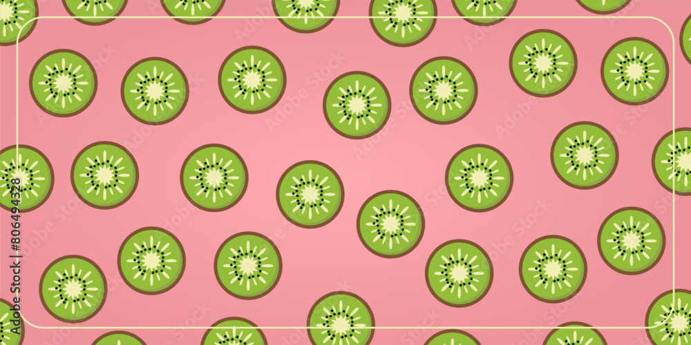 tropical seamless pattern pink background with kiwi fruit icons. design ...