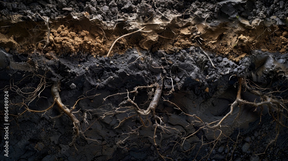 Realistic image of decomposing plant materials, including branches and ...