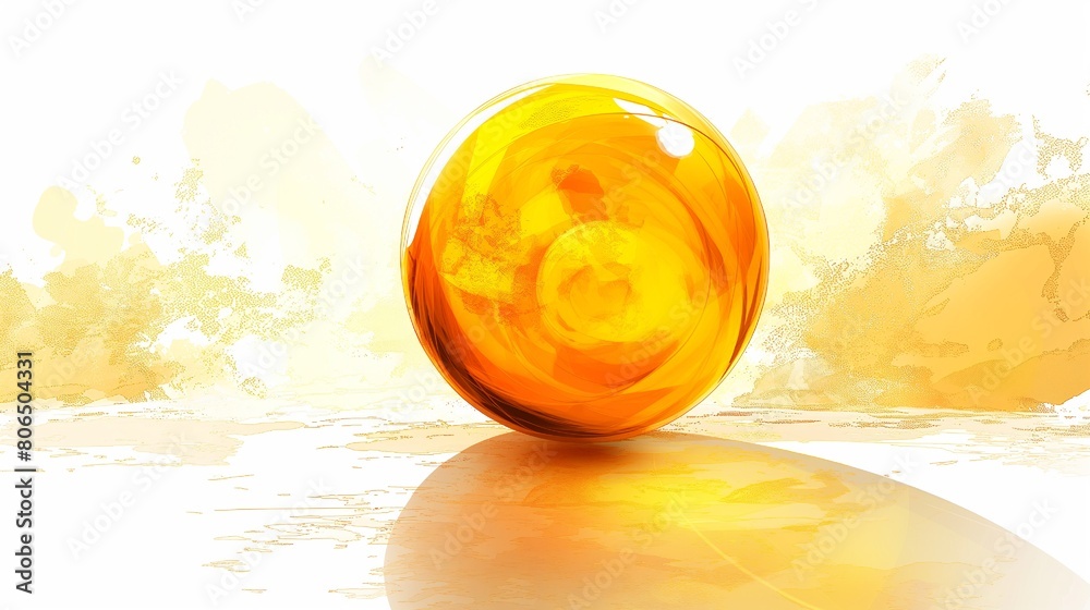 tiny golden sphere, white background, concept art from a comic book ...