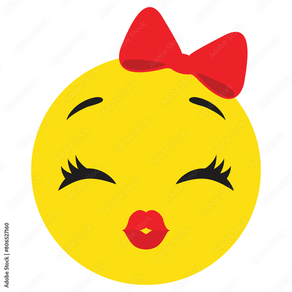 Cute girly emoji vector cartoon illustration Stock Vector | Adobe Stock