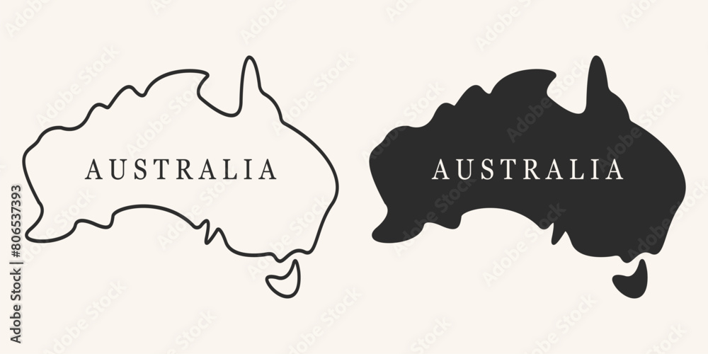 australia line map vector illustration. Stock Vector | Adobe Stock
