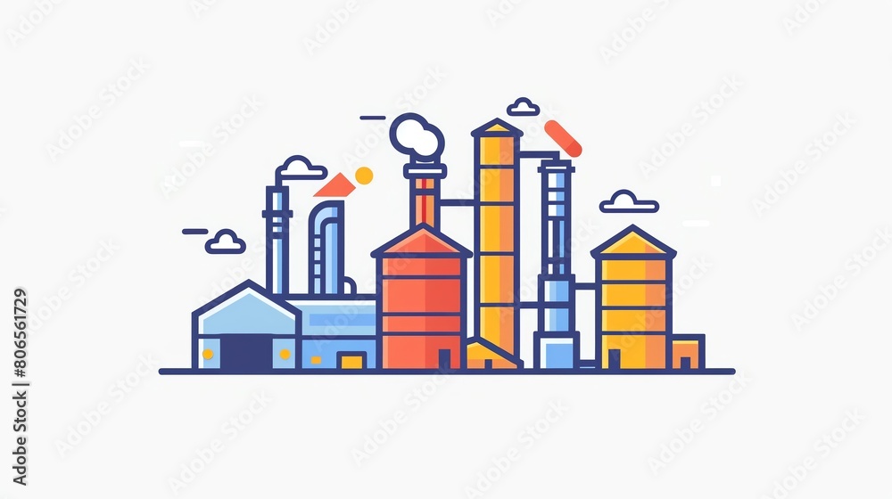 Simple factory line icon Stroke pictogram Vector illustration isolated ...