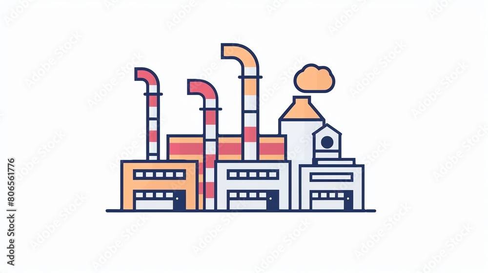 Simple factory line icon Stroke pictogram Vector illustration isolated ...