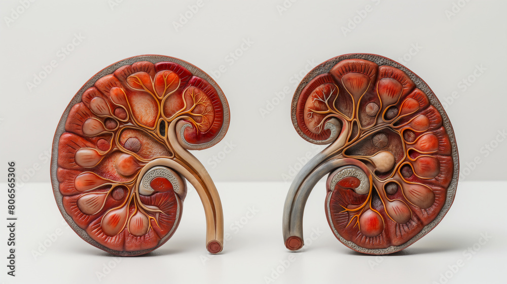 Detailed anatomical models of human kidneys in a cross-sectional view ...