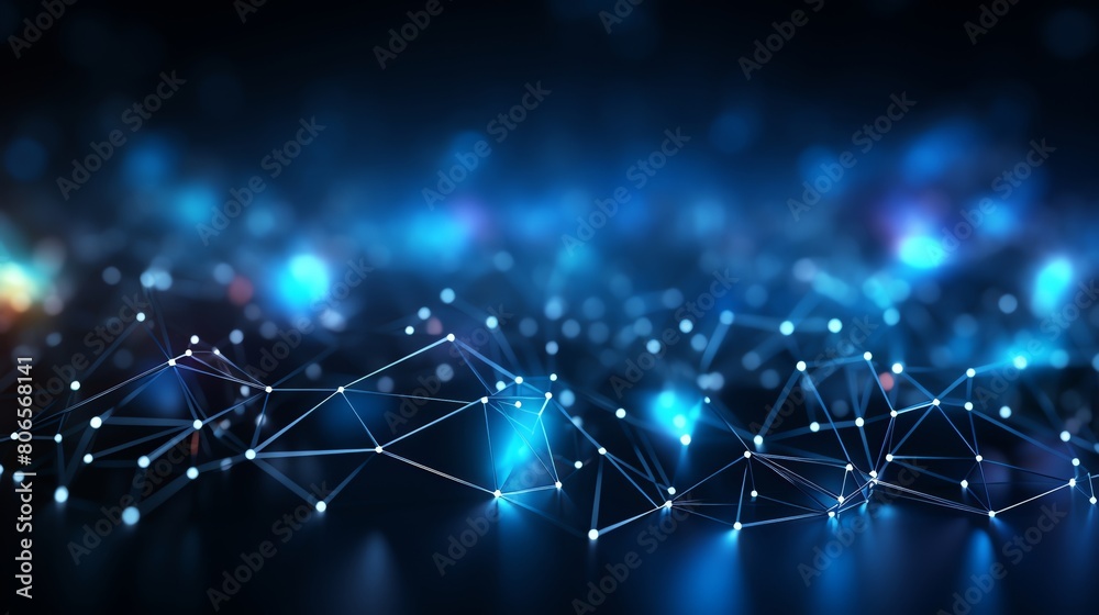 3D digital thread mesh, network capabilities, abstract science and tech ...