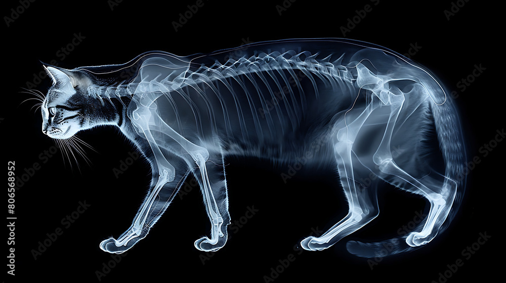 X-ray of a cat full body radiograph. Generative AI illustration Stock ...