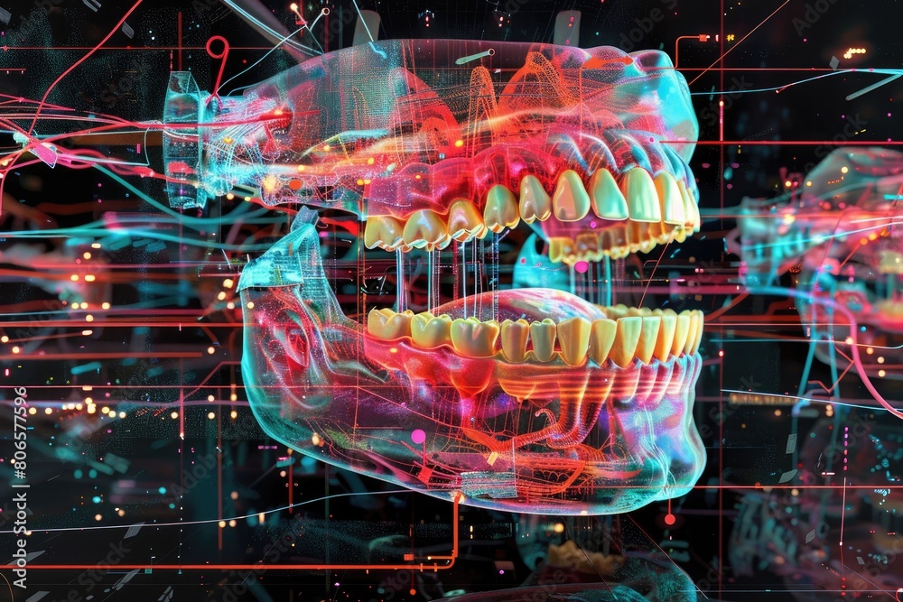 Cyberpunk Dental Dissection: Neon Brilliance Unveiled Stock ...