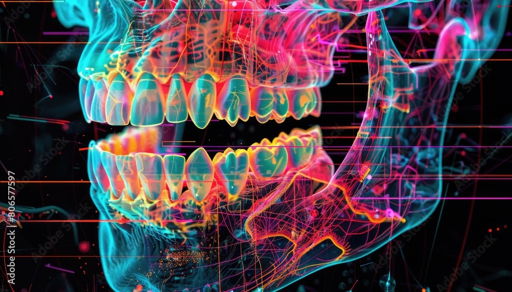 Multilayered Mouth Anatomy: Cyberpunk Meets Anatomy Stock Illustration ...