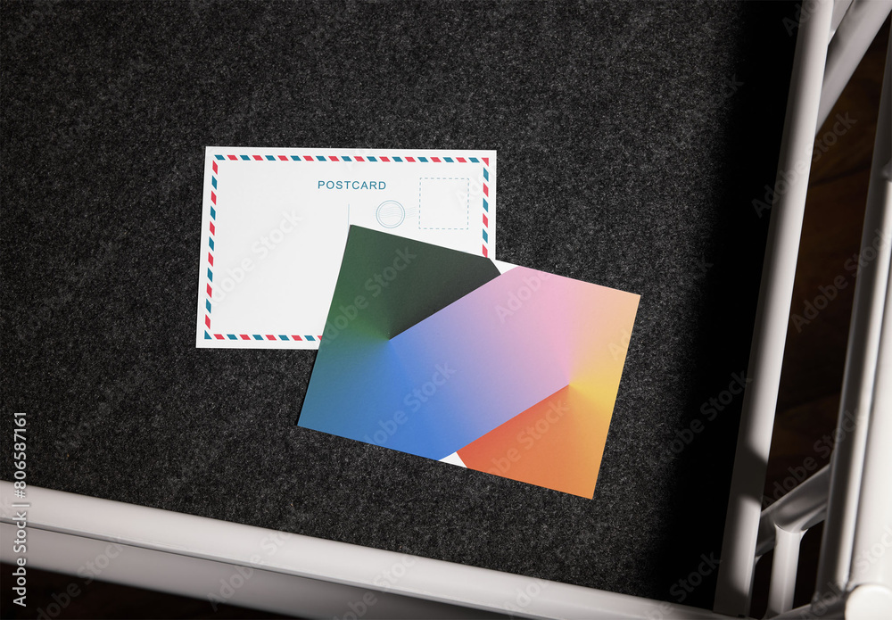 Mockup of two customized A6 postcards Stock Template | Adobe Stock
