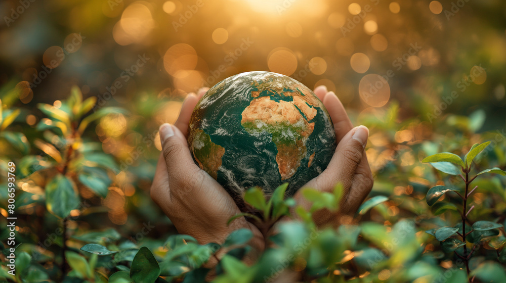 World environment day with global community teamwork, a group of ...