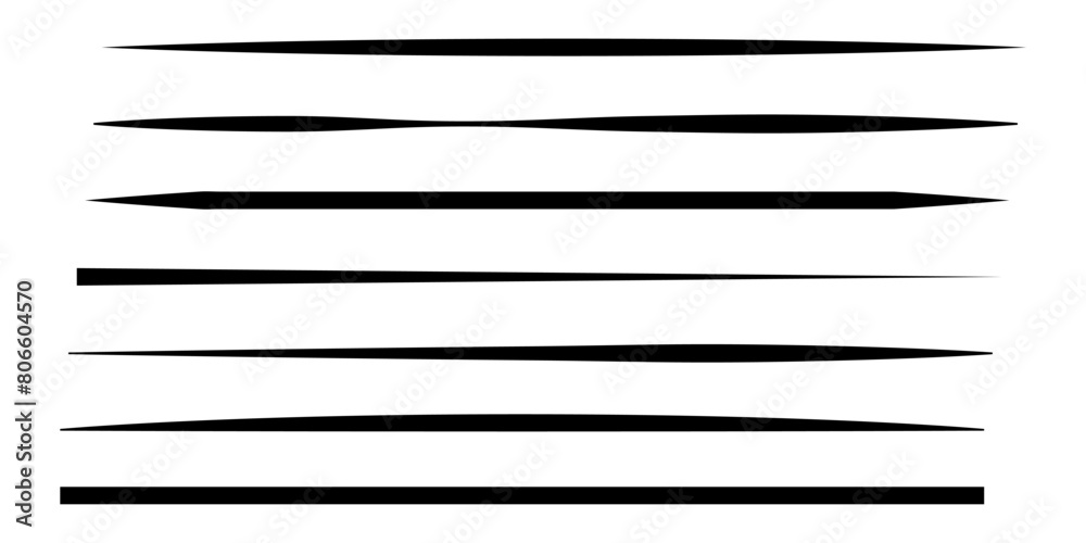 Set of wavy horizontal lines. Marker hand-drawn line border set and ...