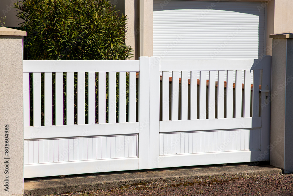 door classic planks white pvc plastic home gate portal of suburbs house ...
