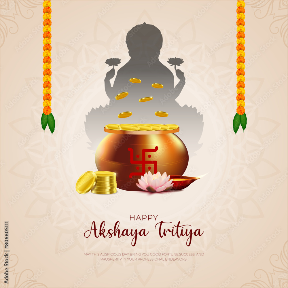 Happy Akshaya Tritiya Post and Greeting Card Wishes. Indian Festival ...