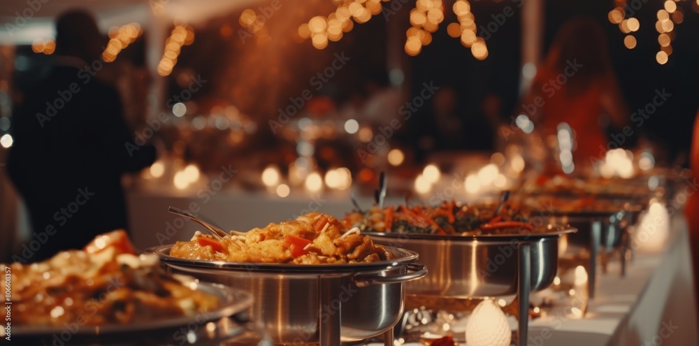 Grilled meat and vegetables, Food on a buffet table at the hotel, Group ...
