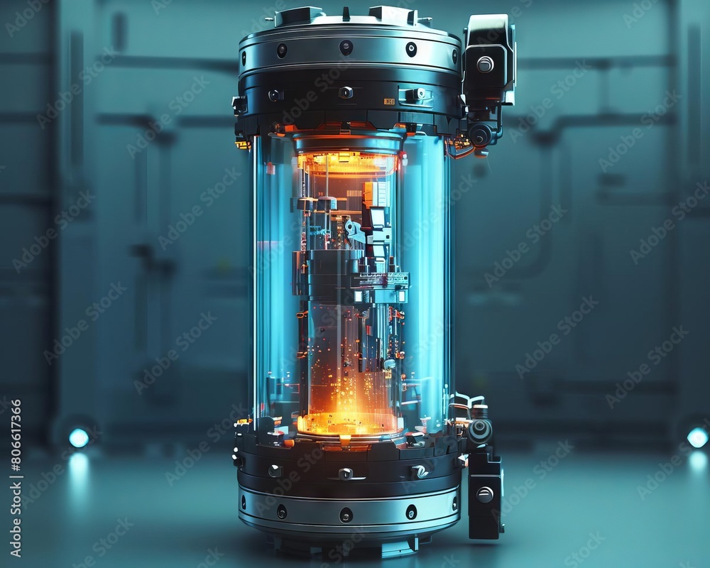 Frontal view of a streamlined bioreactor design, rendered in a ...