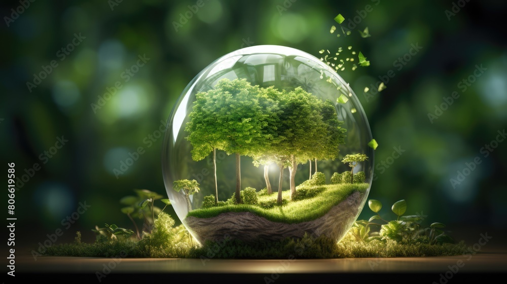 Renewable energy light bulb with green energy. Green energy concept ...