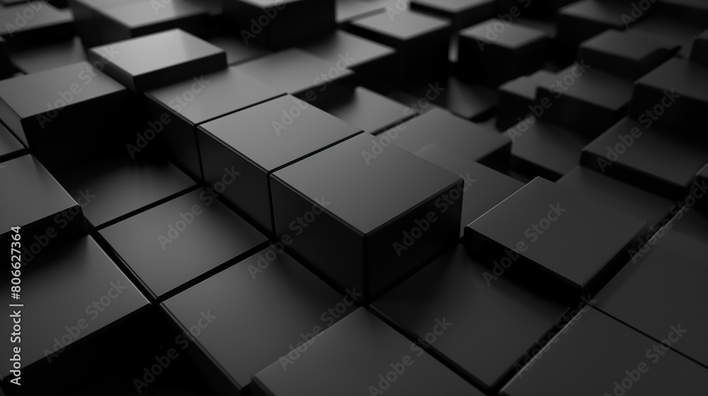 Abstract black 3d square blocks background. Black cubes abstract ...